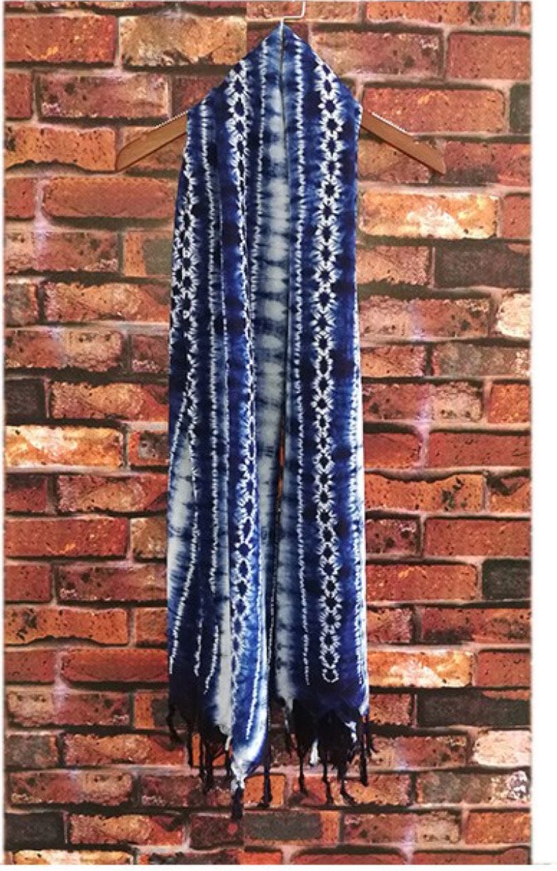 Indigo Scarf/shawl shibori Scarf Hand Sewn Then Dye - Etsy