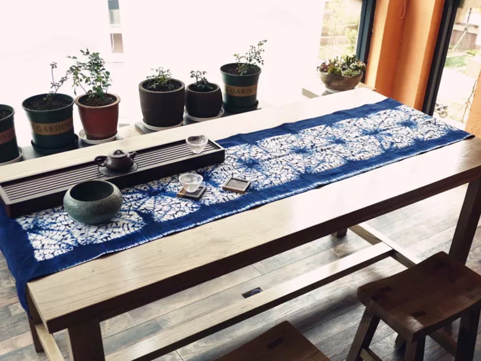 Indigo Table Runner,shibori Table Runner,cotton Table Runner, Natural ...
