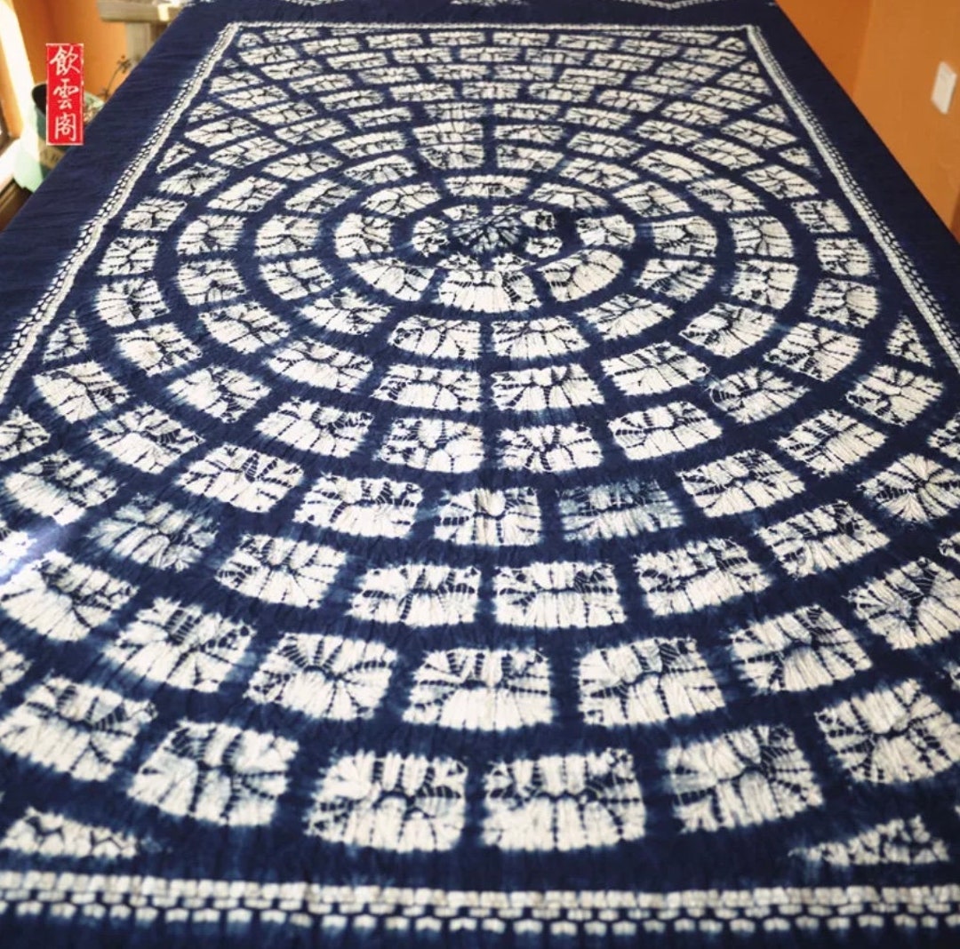 Classic Indigo Table Sheet Shibori Table Cover Bed Runner Tapestry Wall ...