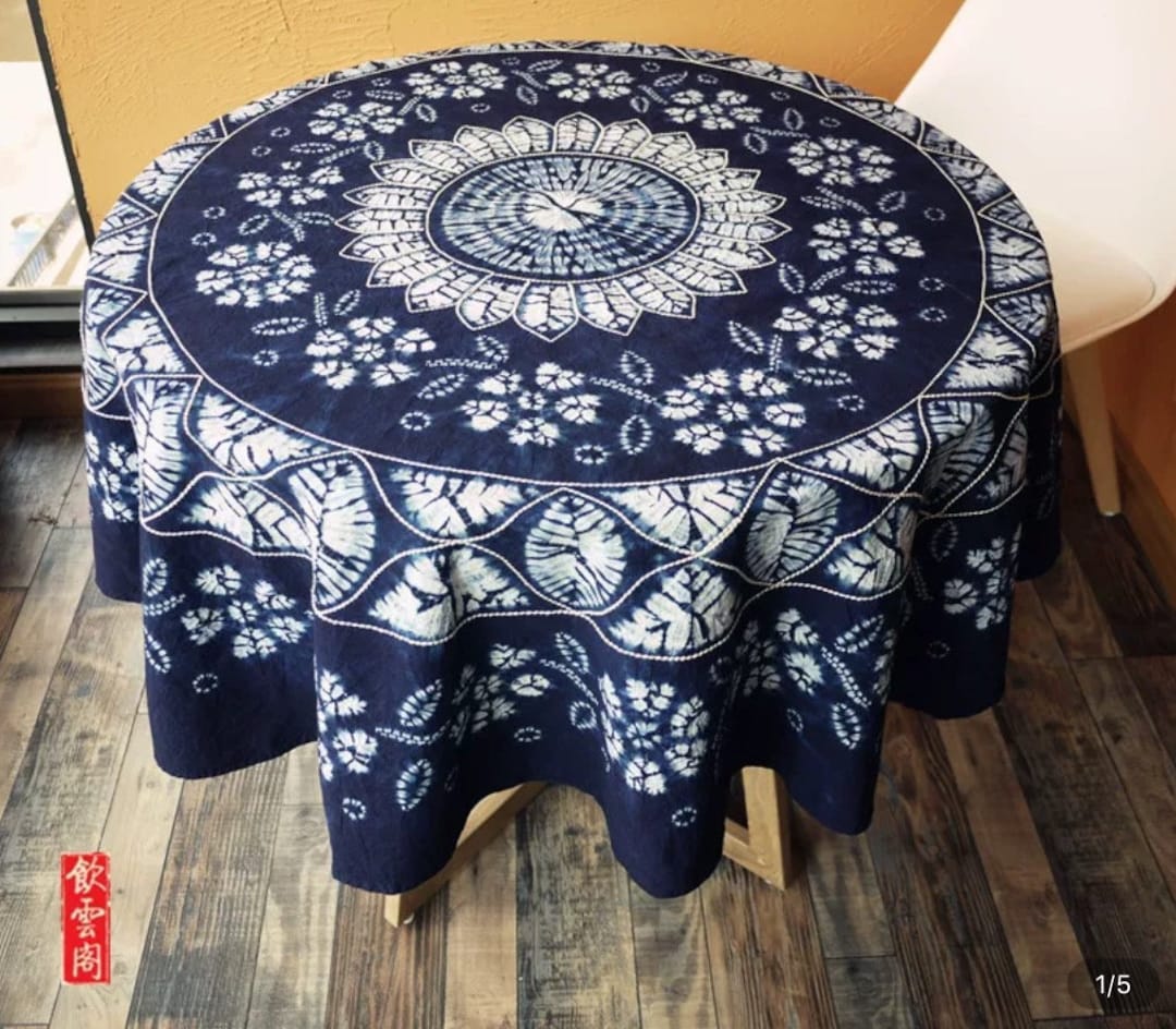 Indigo Round Table Sheet ,shibori Table Sheet , Indigo Tablecloth ...