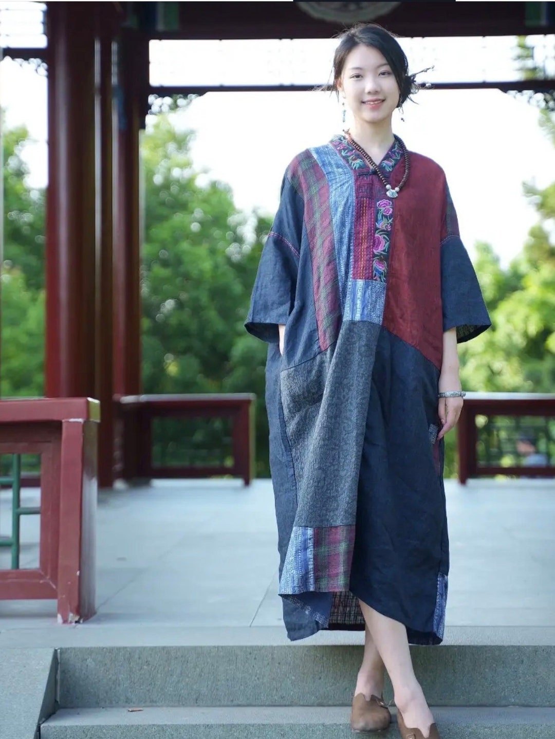 Patchwork Dress, Patchwork Robe Hand Embroidered, BORO, Made by Plants ...