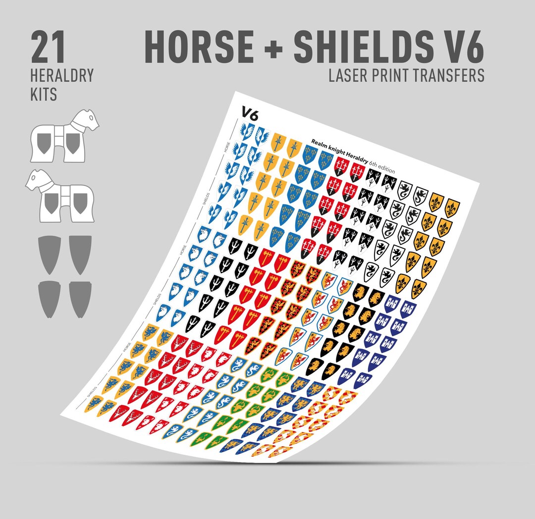 V6 Water Transferable Horse Heraldry for Wargaming 28mm, Realm Knight ...