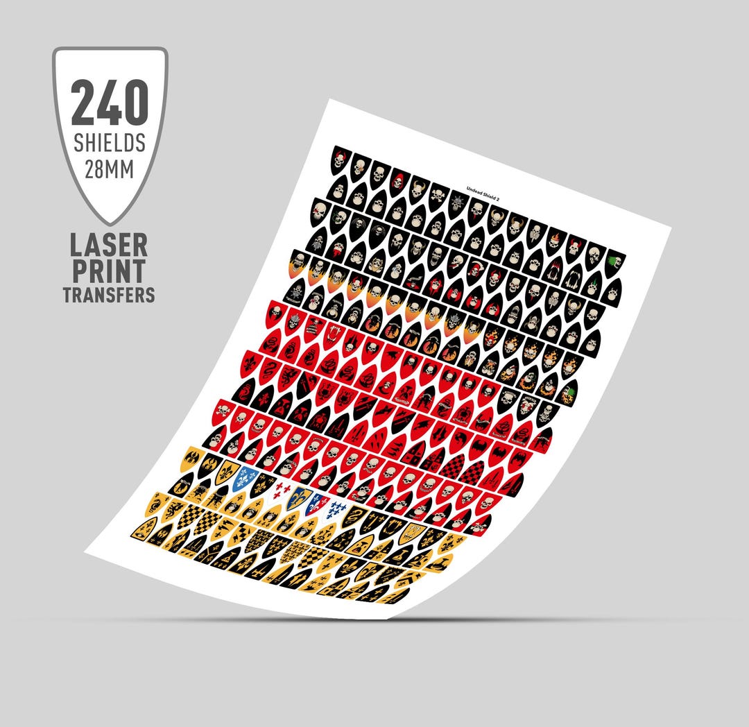 Skulls Water Transferable Heraldry for Wargaming 28mm, Shield Shape 2 ...