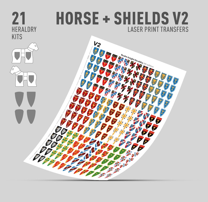 V2 Water Transferable Horse Heraldry for Wargaming 28mm, Realm Knight ...