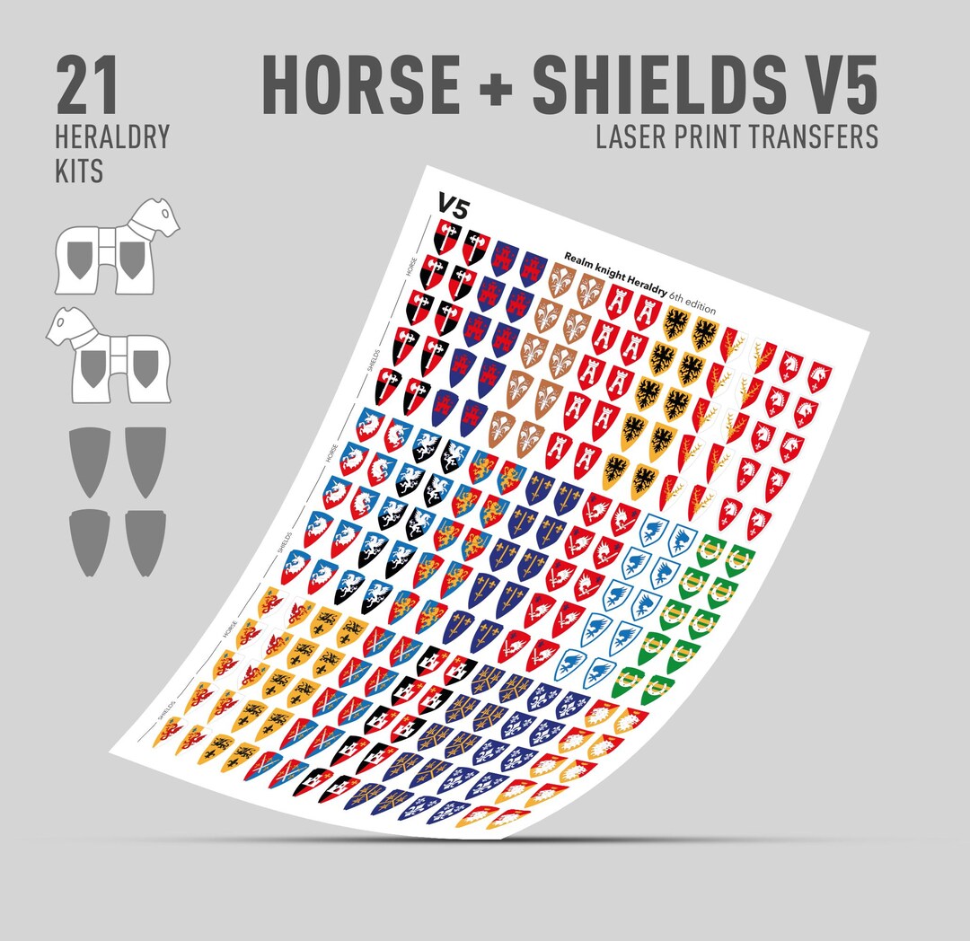 V5 Water Transferable Horse Heraldry for Wargaming 28mm, Realm Knight ...
