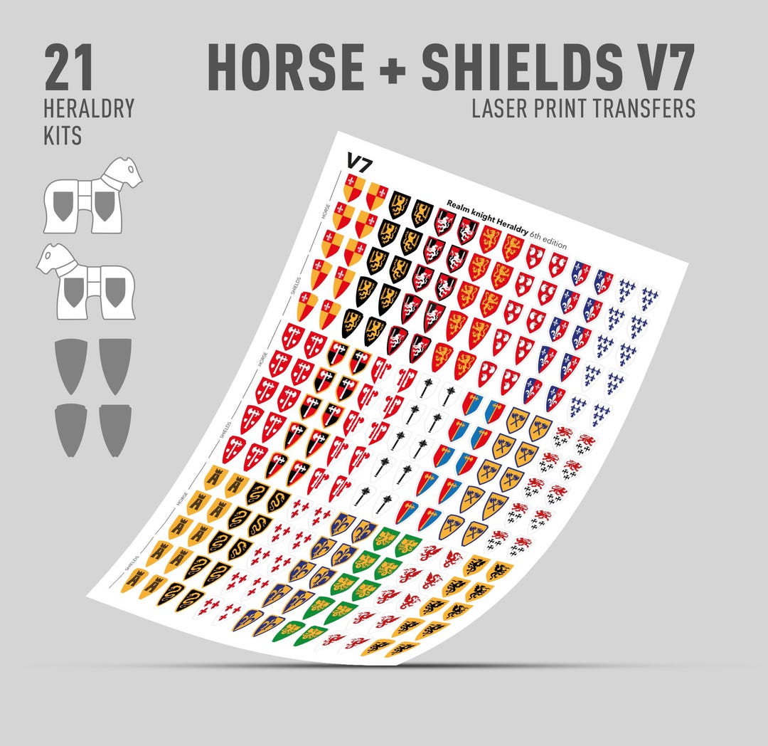 V7 Water Transferable Horse Heraldry for Wargaming 28mm, Realm Knight ...