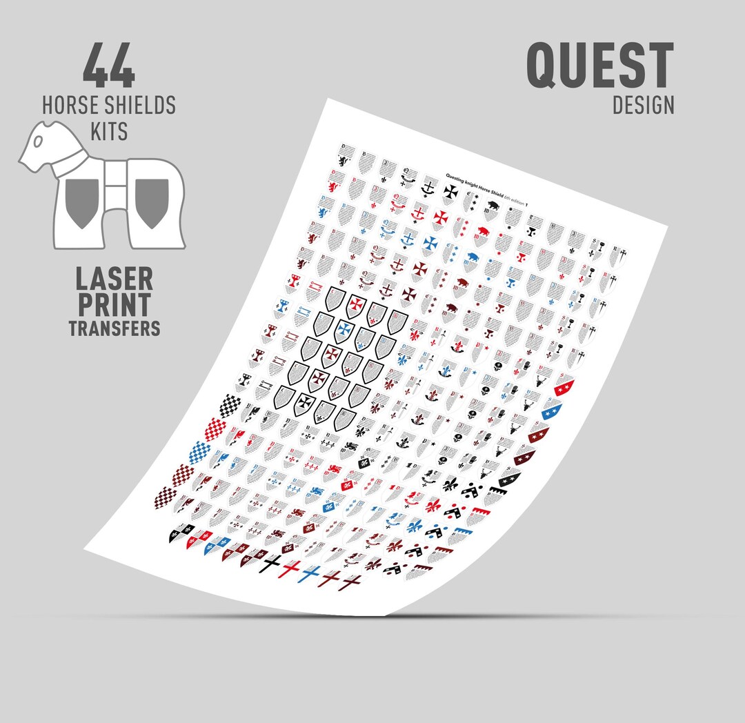 Water Transferable Horse Heraldry for Wargaming 28mm, Questing Knights ...