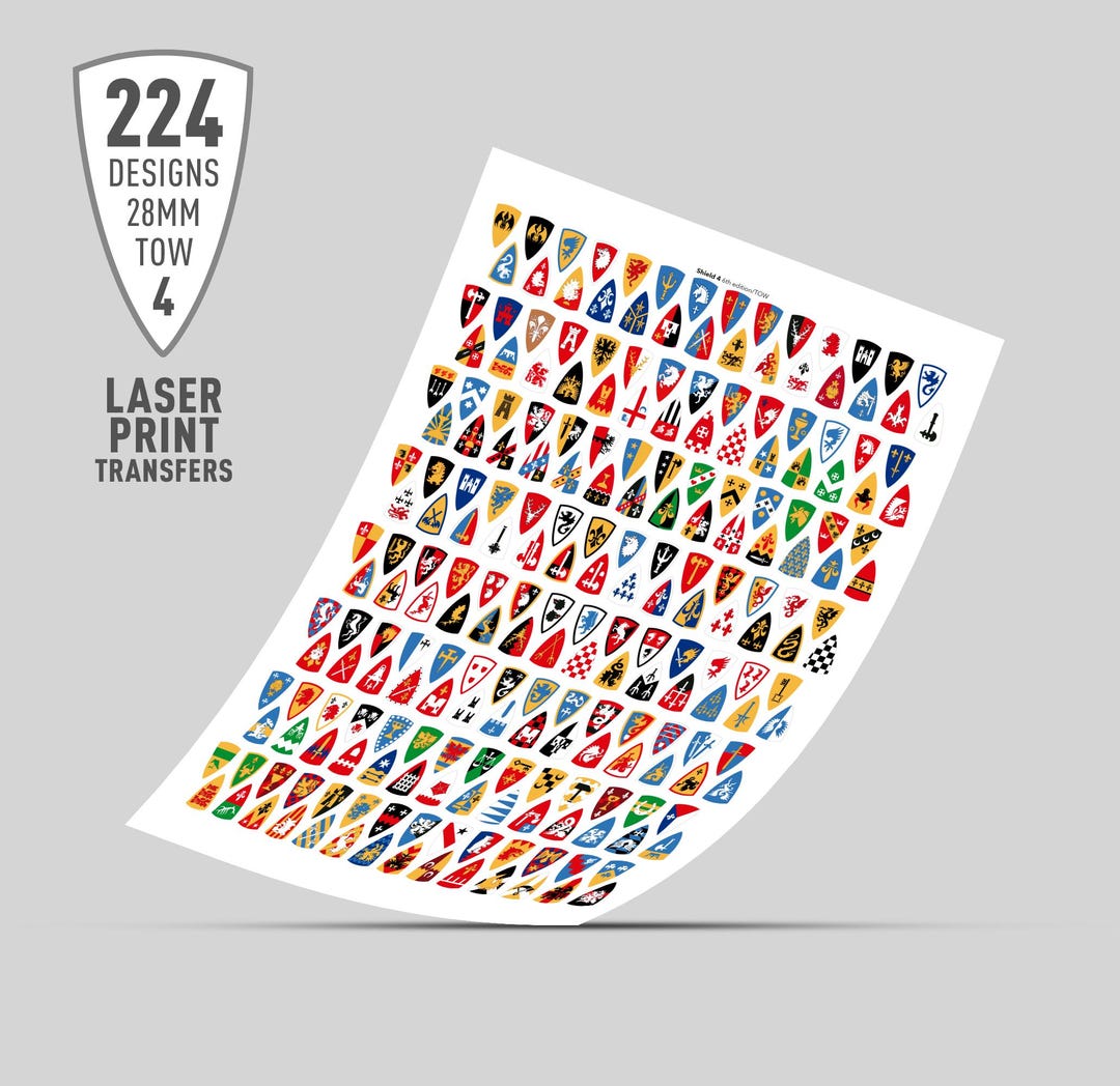 Water Transferable Heraldry for Wargaming 28mm, TOW Shield Shape 4 - Etsy