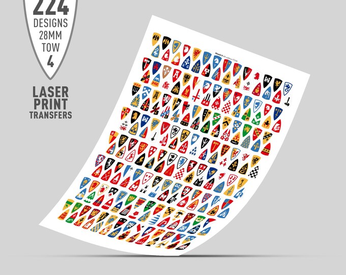 Water Transferable Heraldry for Wargaming 28mm, TOW Shield Shape 4 - Etsy