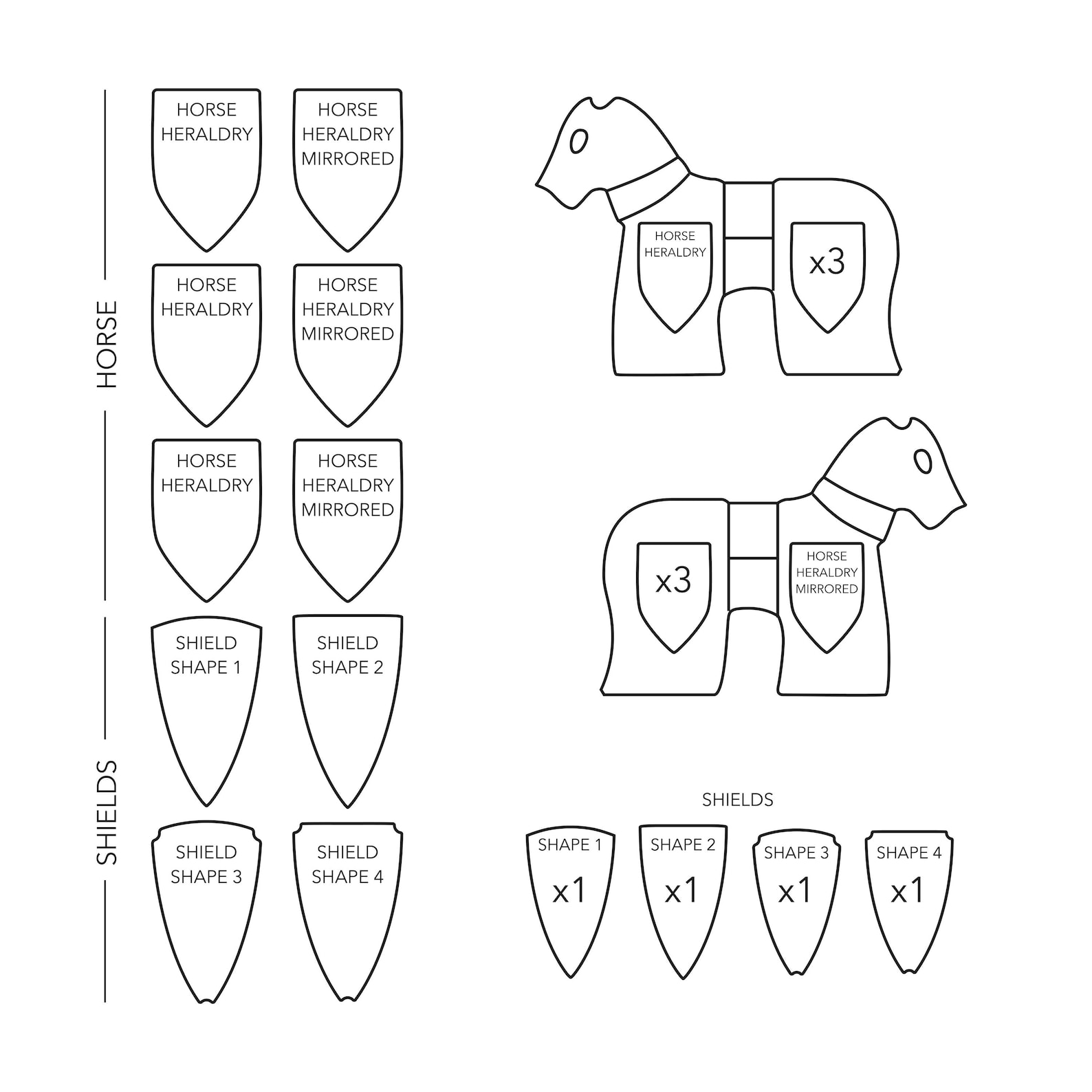 V10 Water Transferable Horse Heraldry for Wargaming 28mm, Realm Knight ...