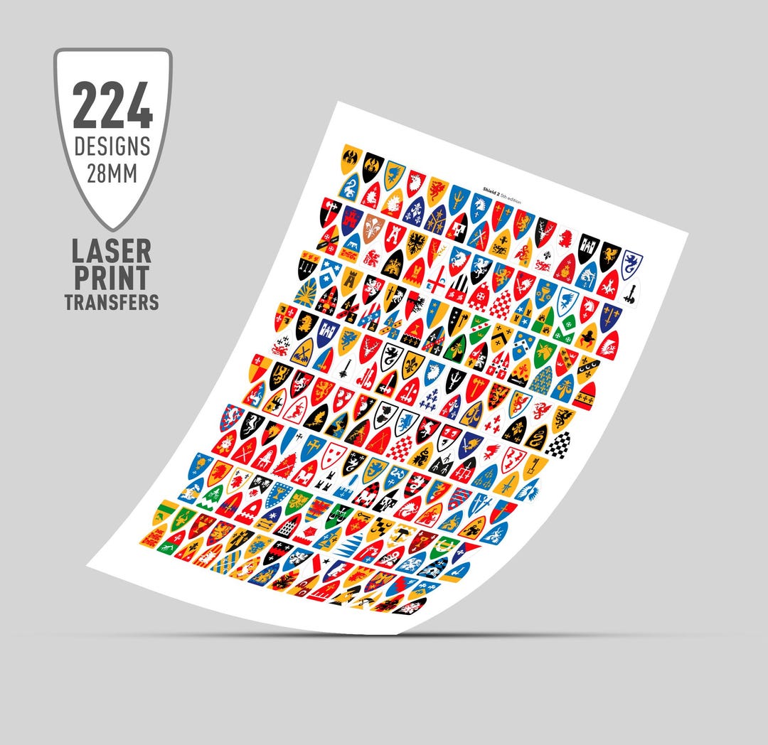 Water Transferable Heraldry for Wargaming 28mm, Shield Shape 2 - Etsy