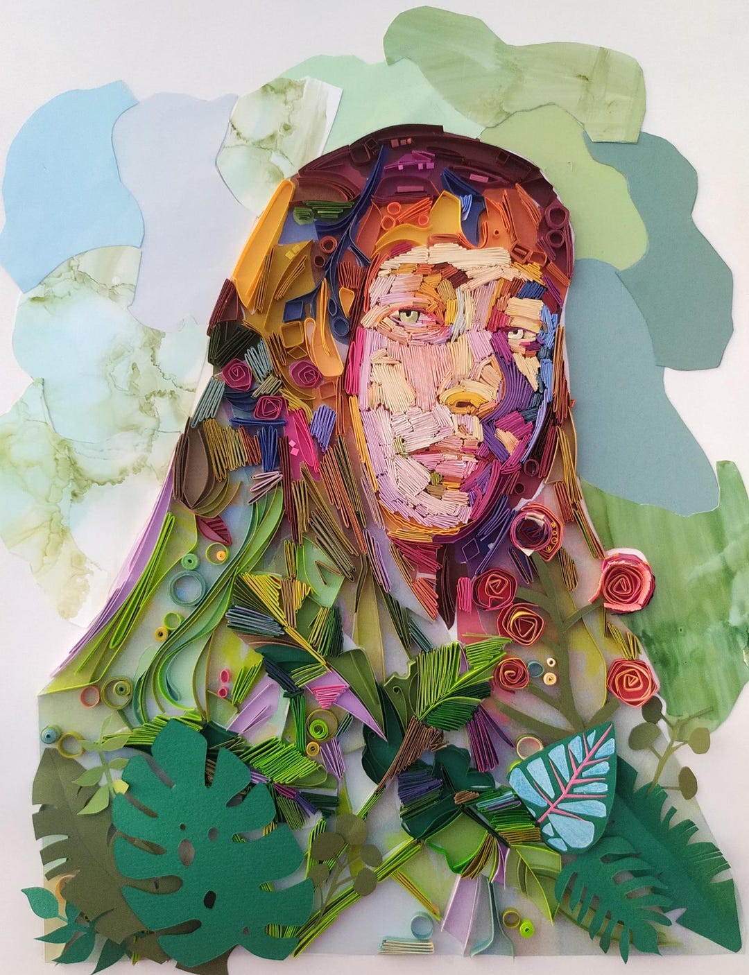 Girl With Nature Portrait, Paper Cut, Portrait, Textured Art, 3d Paper ...