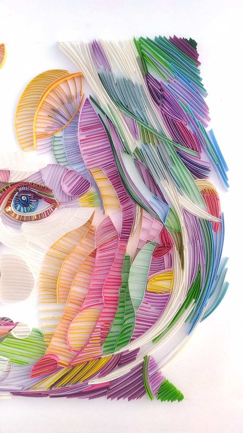 Custom Paper Quilling Portrait: Modern Textured Art, Glass Framed ...