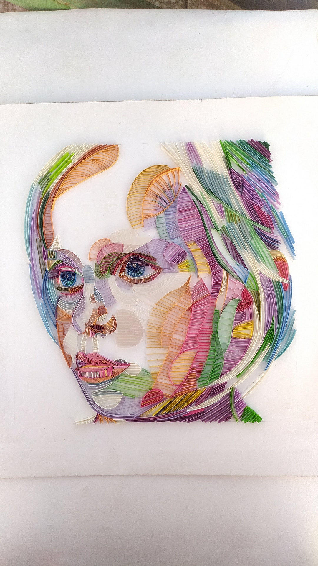 Custom Paper Quilling Portrait: Modern Textured Art, Glass Framed ...