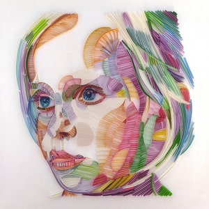 Custom Paper Quilling Portrait: Modern Textured Art, Glass Framed ...