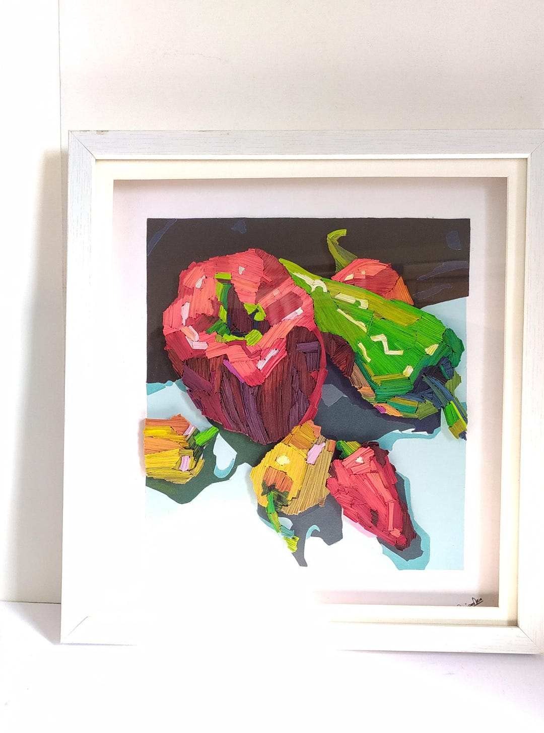 Capsicum & Red Bell Pepper Original Painting, Still Life Art, Kitchen ...