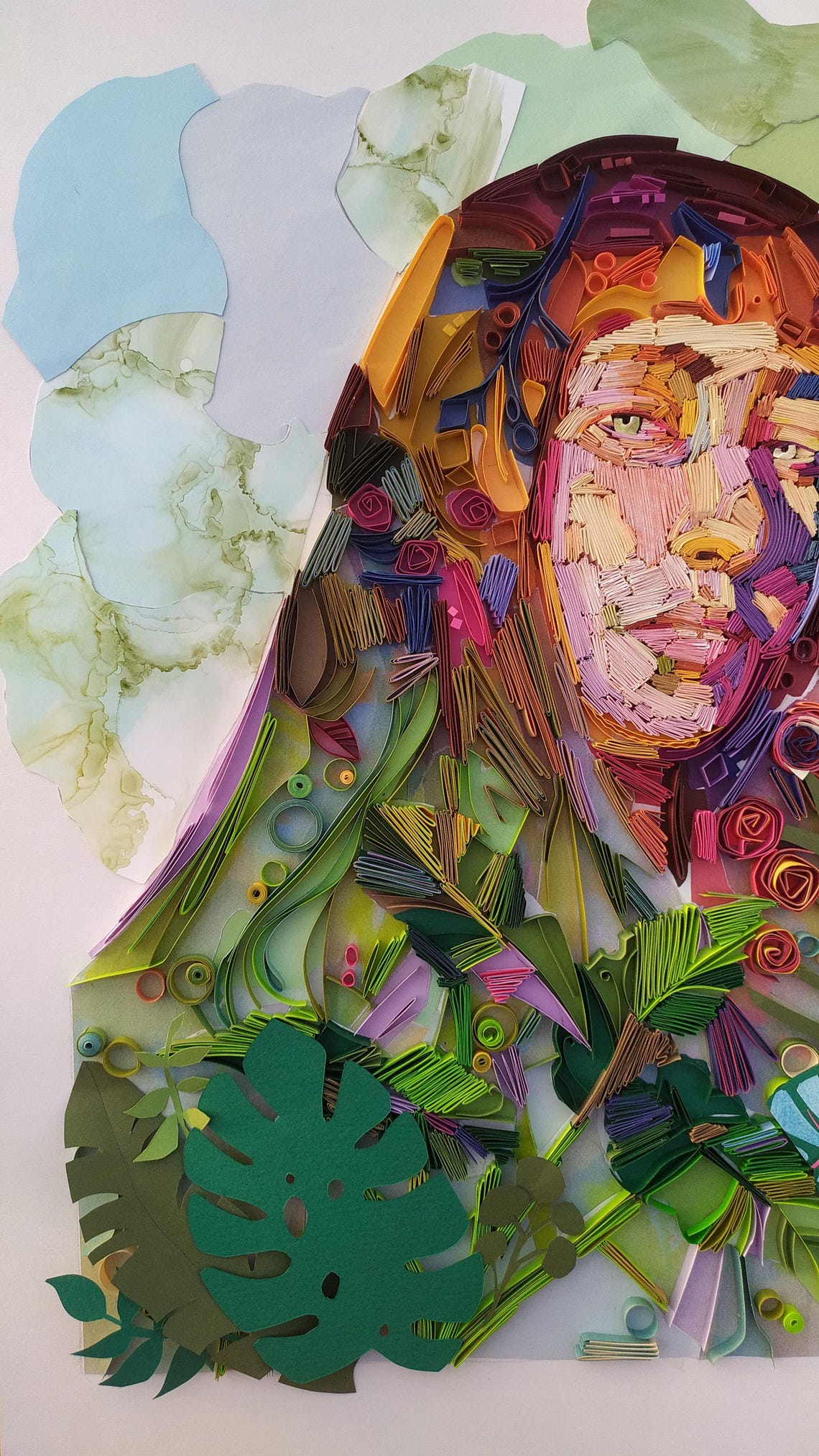 Girl With Nature Portrait, Paper Cut, Portrait, Textured Art, 3d Paper ...