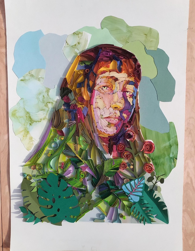 Girl With Nature Portrait, Paper Cut, Portrait, Textured Art, 3d Paper ...