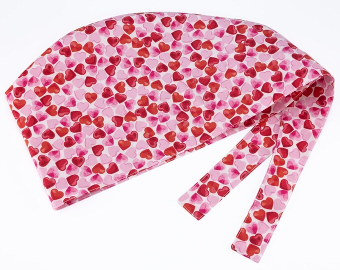 Red Heart Scrub Cap, Valentine Scrub Hat, Chemo Headwear, Pixie Scrub ...