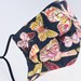 JAPANESE 100% COTTON BUTTERFLY Face Mask With Nose Wire Dark Blue Gold ...