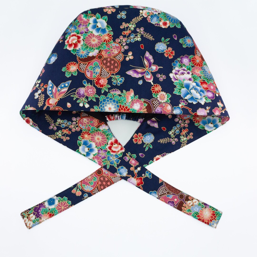 Butterfly Scrub Cap Floral, Kimono Japanese Scrub Cap, Chemo Headwear ...