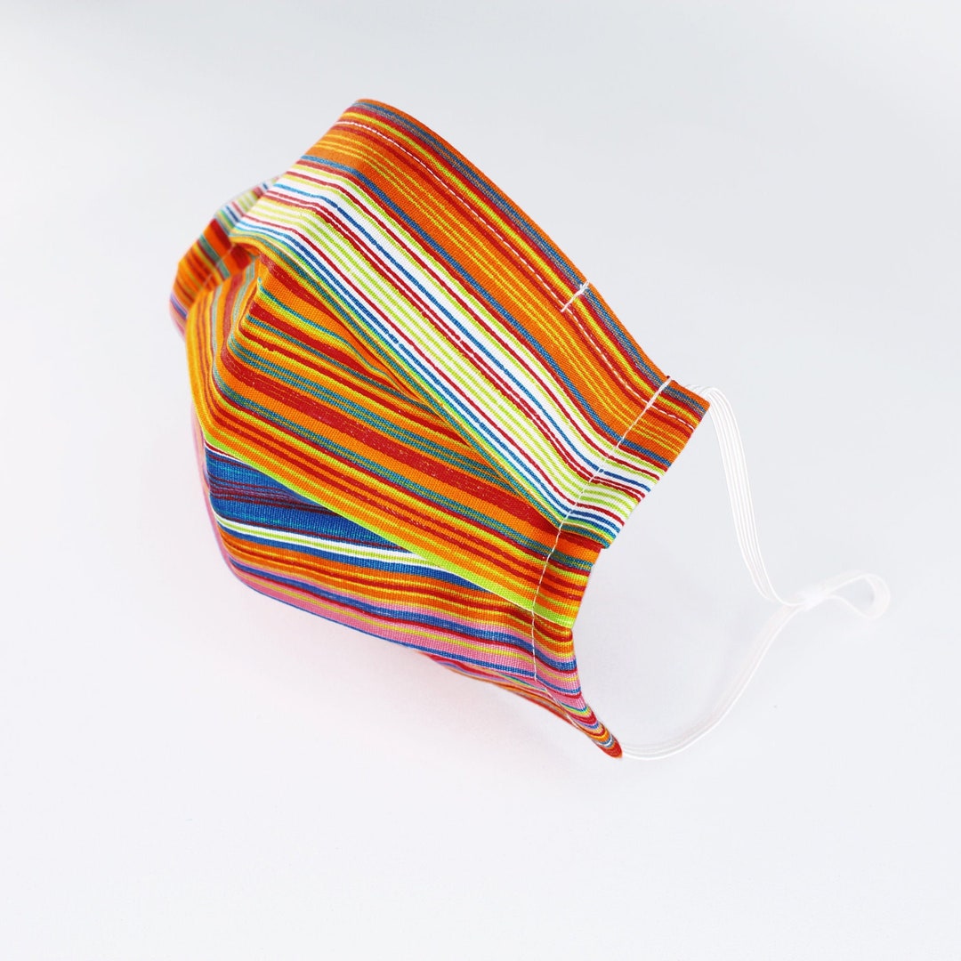 100% COTTON CANDY STRIPE Face Mask With Nose Wire 2 & 3 Layers Anti Fog ...