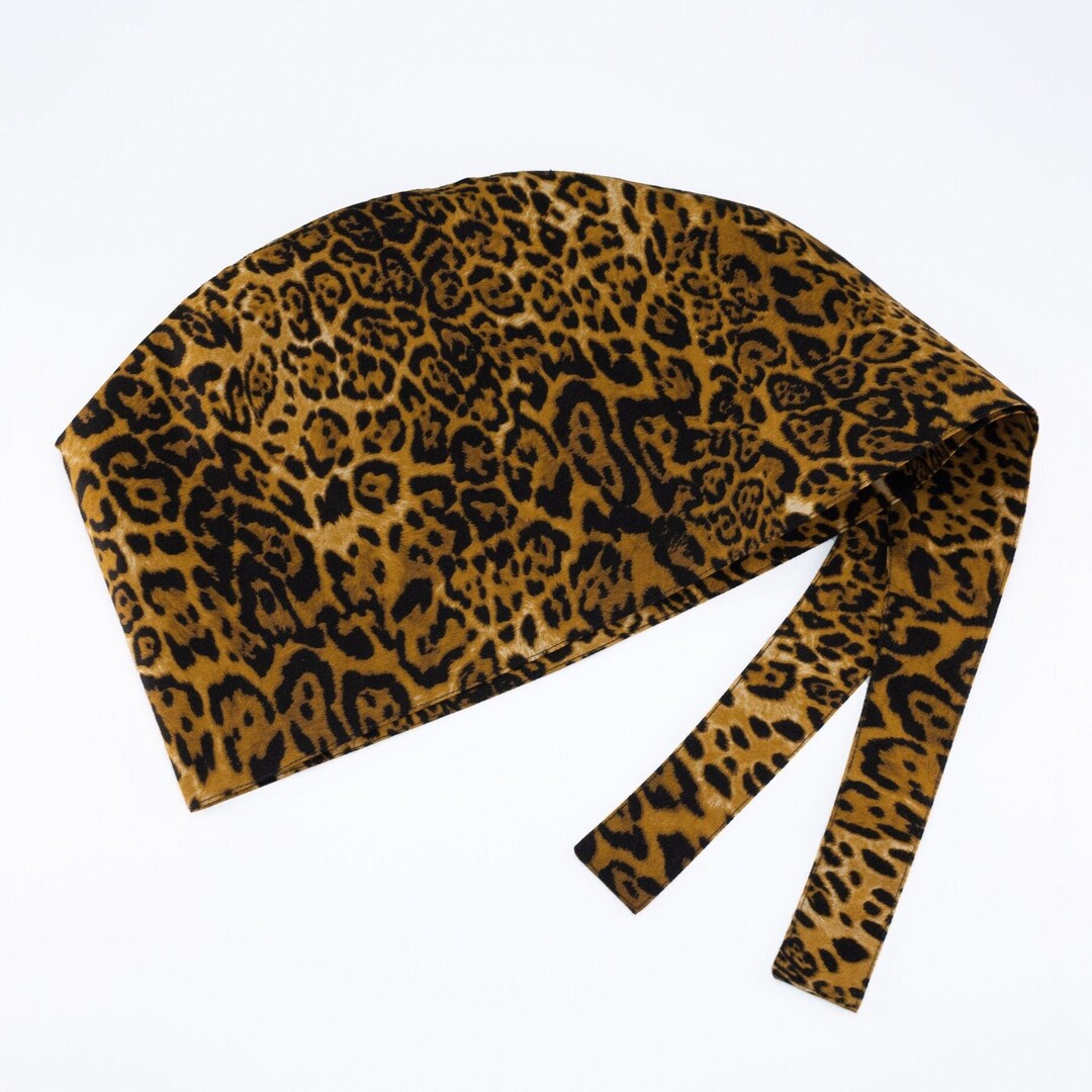 Leopard Scrub Hat, Chemo Headwear, Pixie Scrub Hat Women, Surgical Cap ...