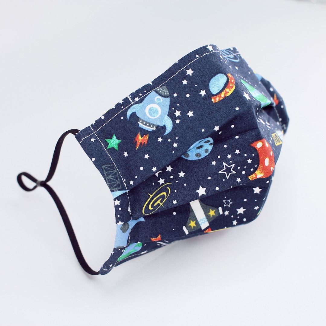100% COTTON UFO Solar System Face Mask With Nose Wire Rocket Star ...