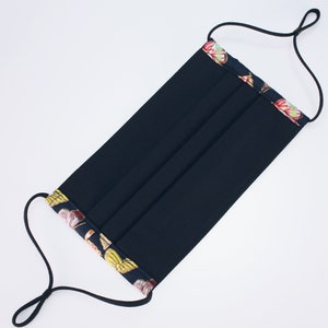 JAPANESE 100% COTTON BUTTERFLY Face Mask With Nose Wire Dark Blue Gold ...