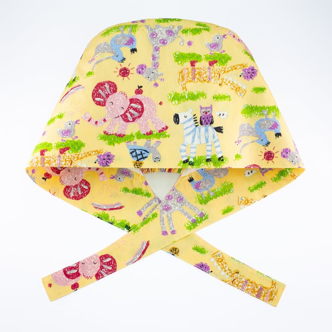 Cartoon Scrub Cap, Zoo Animal Scrub Cap, Chemo Headwear, Pixie Scrub ...