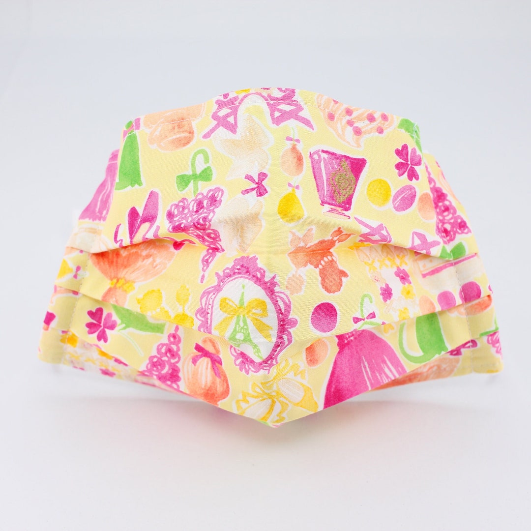 100% COTTON PARIS EIFFEL Face Mask With Nose Wire Macaroon Bird Cat ...