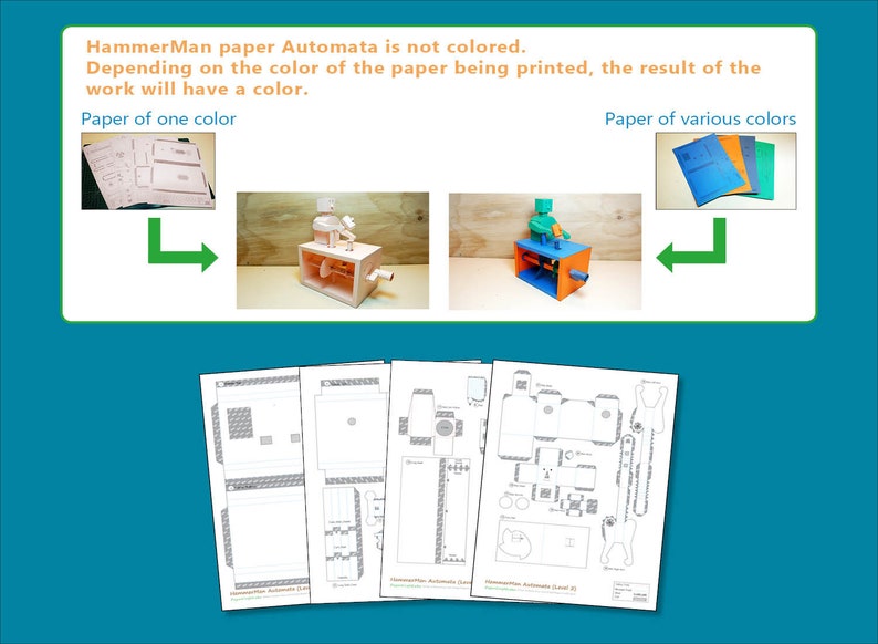 Hammer Man Paper Automata Level2 - Etsy
