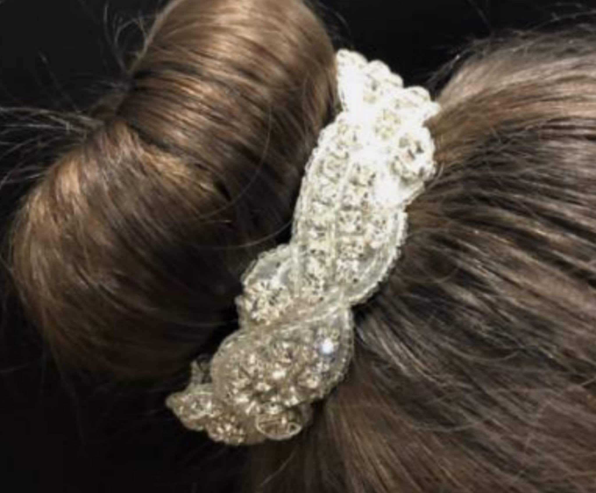 N'ice Buns Hair Wraps - Wave N Dot Silver - Rhinestone Bun Wrap - Etsy