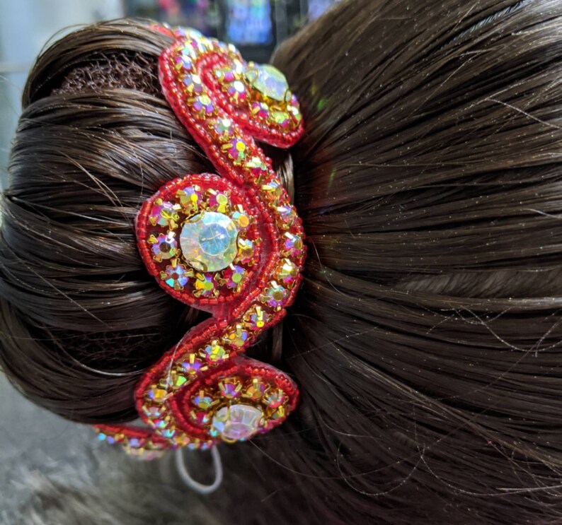 N'ice Buns Hair Wraps Swirl Red AB Rhinestone Bun Wrap - Etsy