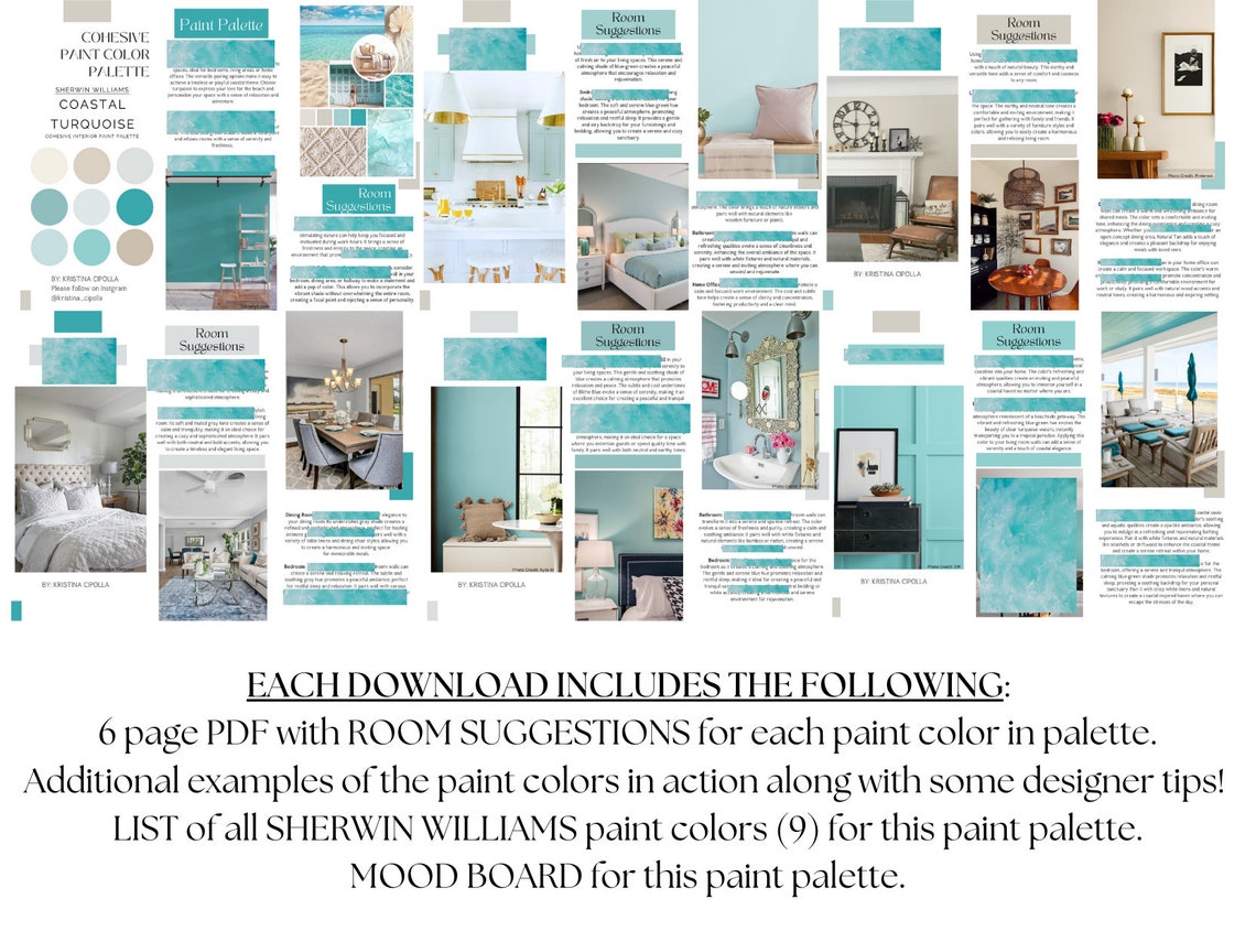 Sherwin Williams Coastal Beach Turquoise Paint Palette, Coastal Paint ...