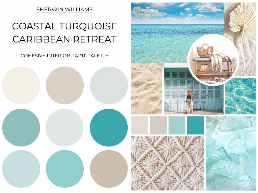 Sherwin Williams Coastal Beach Turquoise Paint Palette, Coastal Paint ...