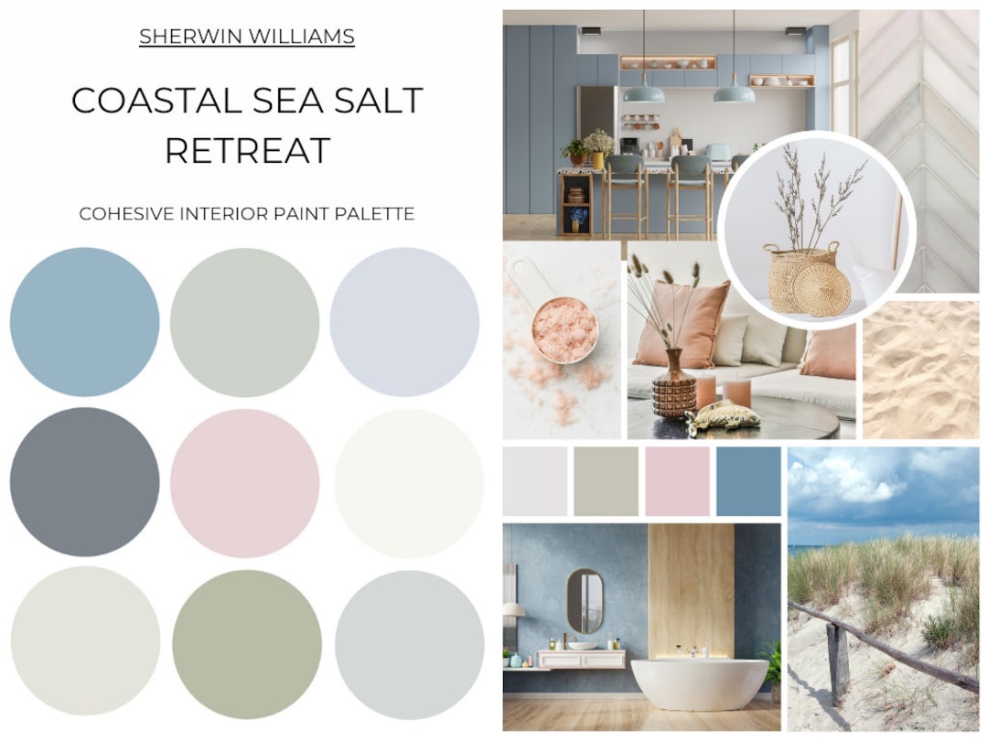 Sherwin Williams Sea Salt Cottage Core Coastal Paint Palette, Coastal ...