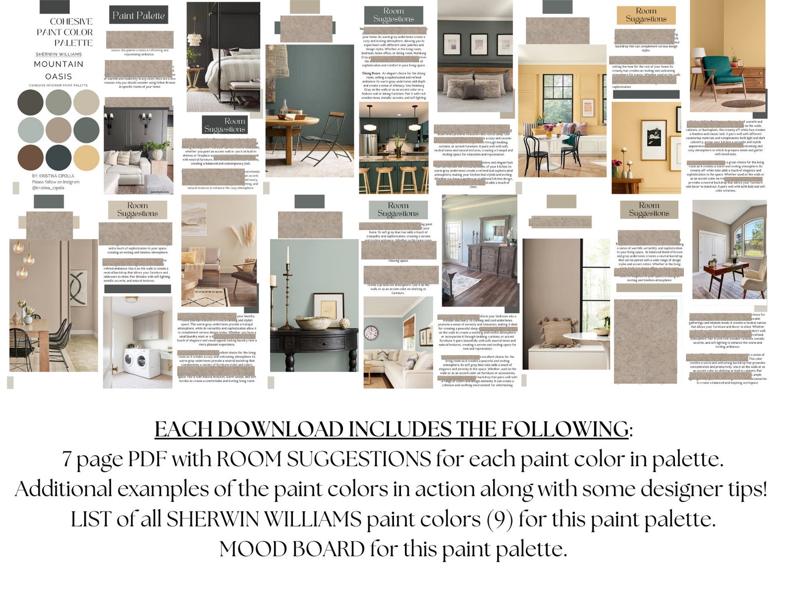 Sherwin Williams Mountain Oasis Paint Palette, Minimalist Neutral Paint ...