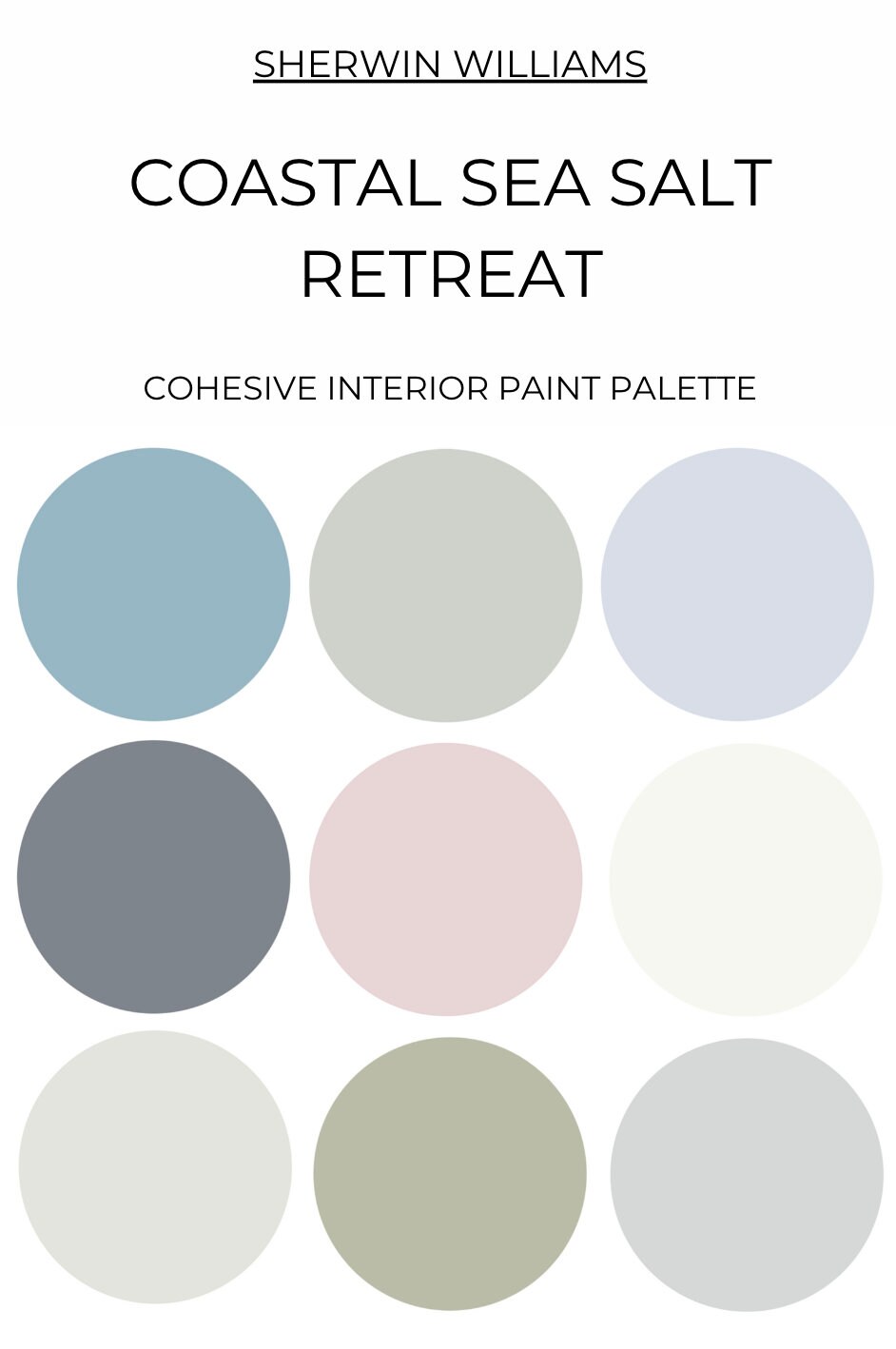 Sherwin Williams Sea Salt Cottage Core Coastal Paint Palette, Coastal ...