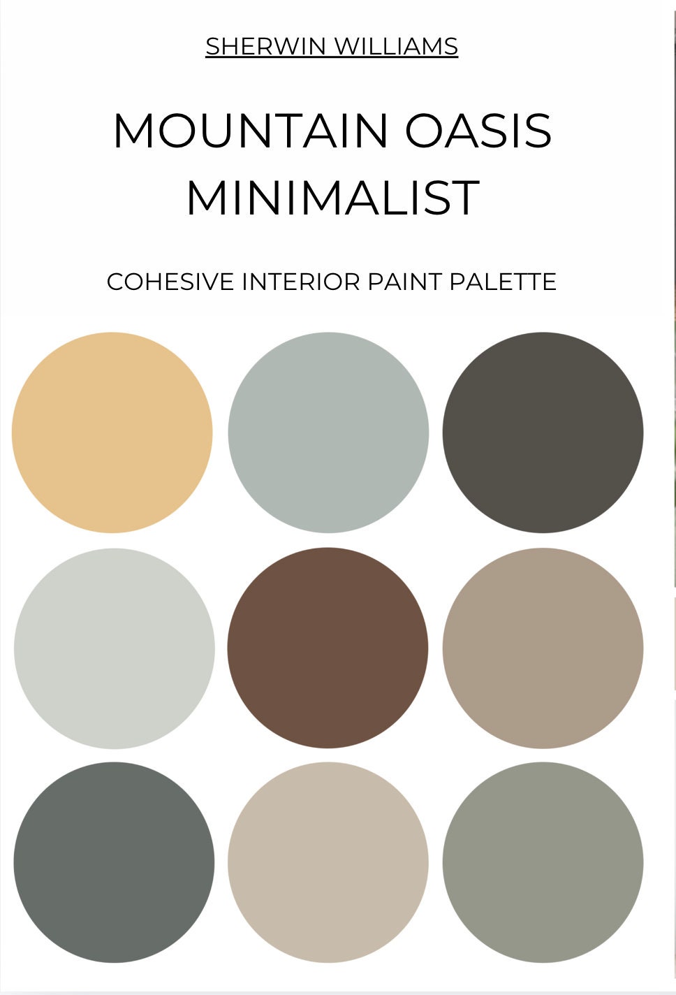 Sherwin Williams Mountain Oasis Paint Palette, Minimalist Neutral Paint ...