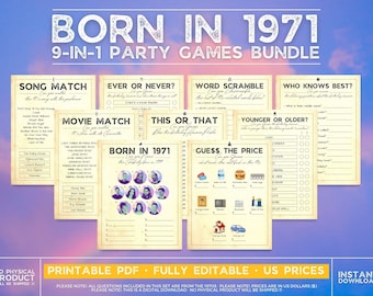 1971 Birthday Party Game - Etsy