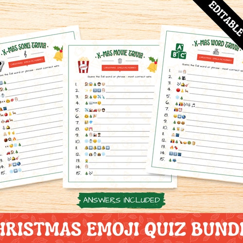 Christmas Songs Emoji Pictionary Game Xmas Music Emoji Games - Etsy