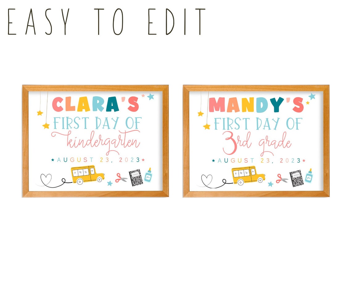 DIGITAL DOWNLOAD Back to School Template First Day of School - Etsy