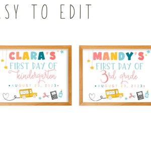 DIGITAL DOWNLOAD, Back to School Template, First Day of School Sign ...