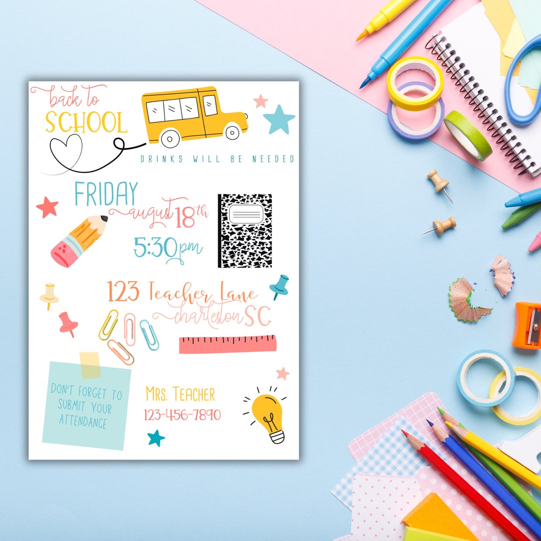 INVITATION TEMPLATE, Back to School Invitation, Editable Back to School ...