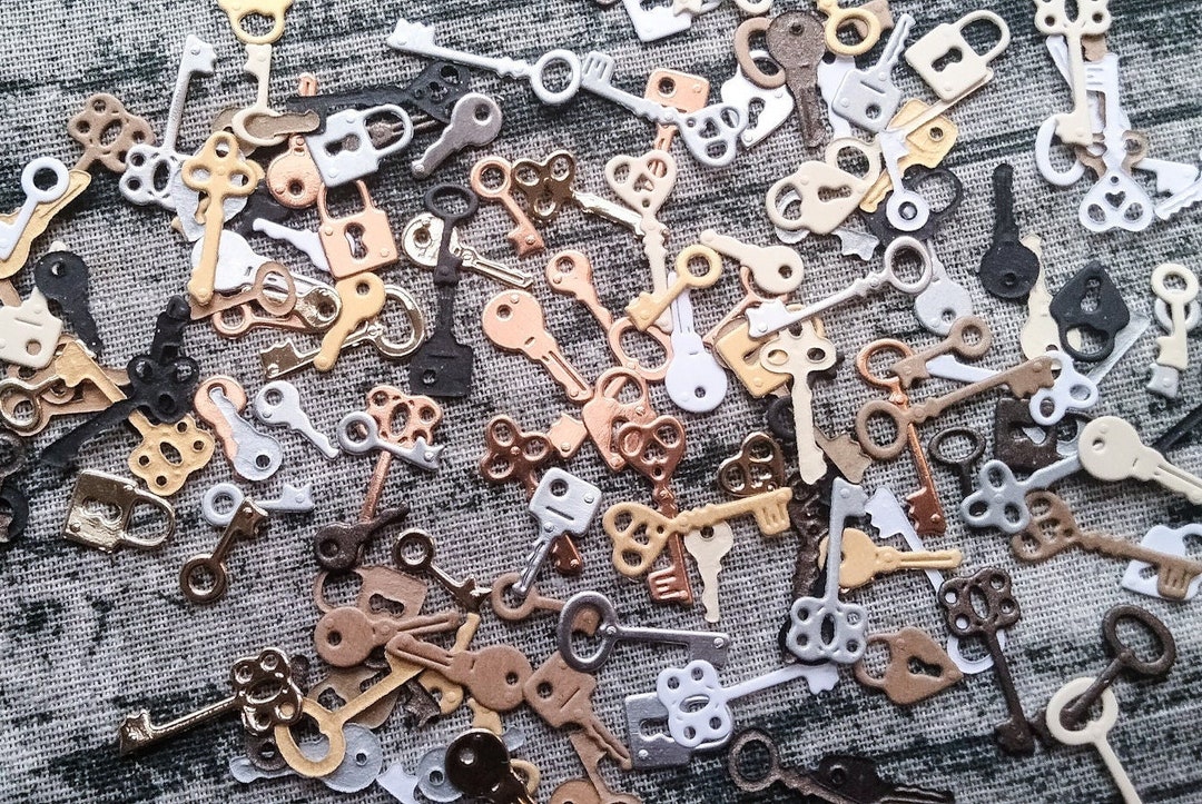 30 TINY Paper Locks & Keys, Die Cuts, Ephemera, Embellishments ...
