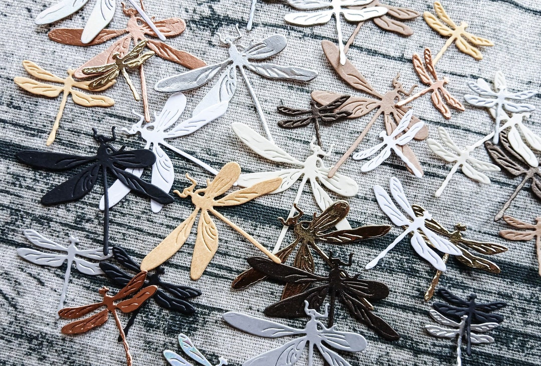 12 Small Paper Dragonflies, Die Cuts, Ephemera, Embellishments ...
