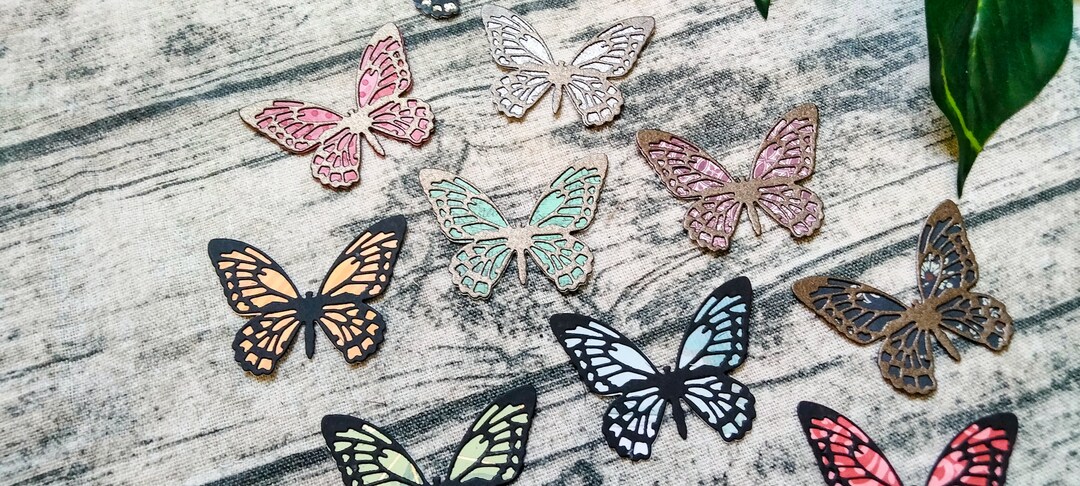 Set of 10 Layered Paper Butterflies, Rainbow Colors, Ephemera ...