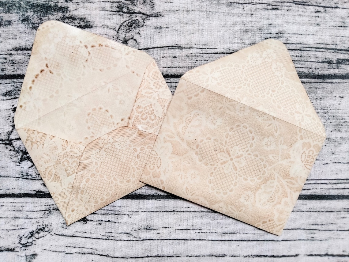 5 FLORAL LACE Lace Envelopes Handmade Coffee Stained Dyed - Etsy