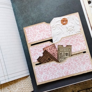 Set of 2 Coffee-dyed Slotted Pockets, Tuck Spots, Die Cuts, Handmade ...